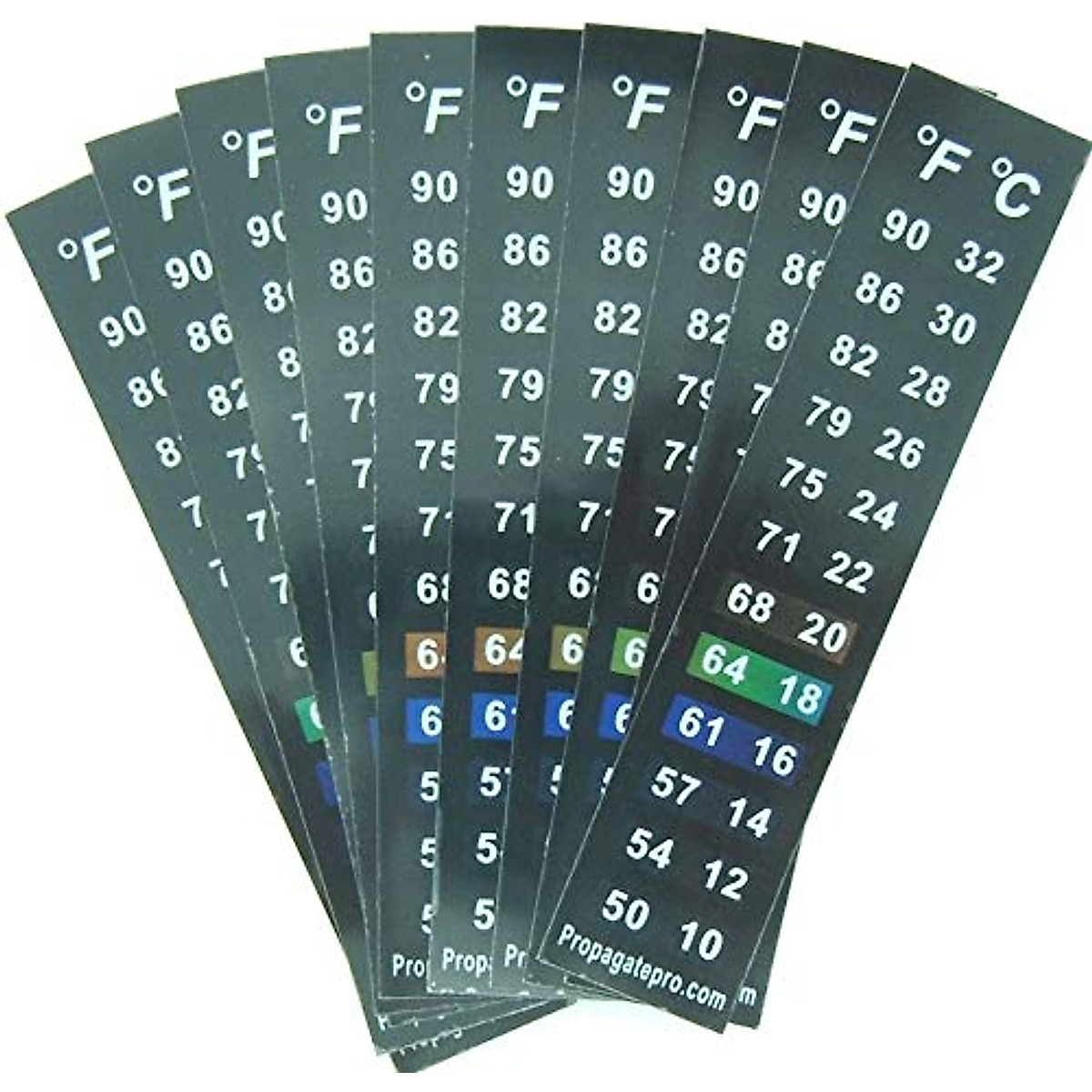 Stick On Thermometer Strip, Digital Temperature Display for Fermenting, Brewing, Wine, Beer, Kombucha or Aquariums. 50-90F (10-32C) Adhesive Sticker 10 Pack (10)