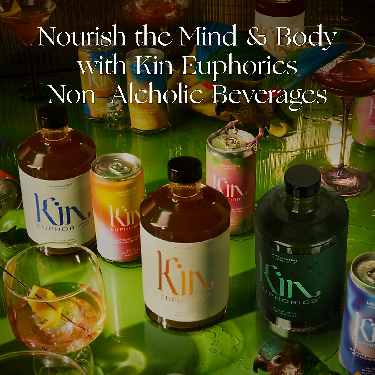 Kin Euphorics High Rhode Non-Alcoholic Aperitif | Elevate Your Social Hour | Adaptogens, Nootropics & Botanicals | Rhodiola Rosea, 5-HTP, GABA | Citrus, Bitters & Spices | 16.9 fl oz