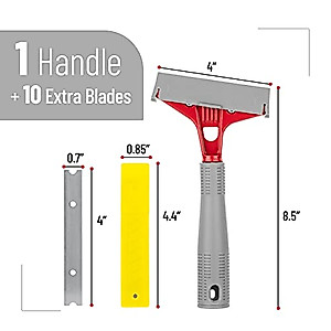 Bates- Razor Blade Scraper, 4" Scraper Tool with 10 Extra Scraper Blades, Paint Scraper Tool, Floor Scraper, Razor Scraper, Glass Scraper, Scraper for Cleaning, Window Scraper, Cleaning Scraper