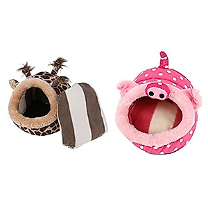 elegantstunning Pet Mini Cotton Nest,Cute Animal Shape Winter Warm Bed House Pet Accessories for Hamster Rabbit Guinea Pig L