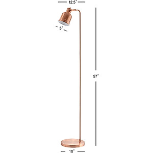 JONATHAN Y JYL6113A Brandon 57" Metal Task LED Floor Lamp, Contemporary, Transitional, Modern, Minimalist, Office, Living Room, Dining Room, Bedroom, Kitchen, Foyer, Hallway, Copper