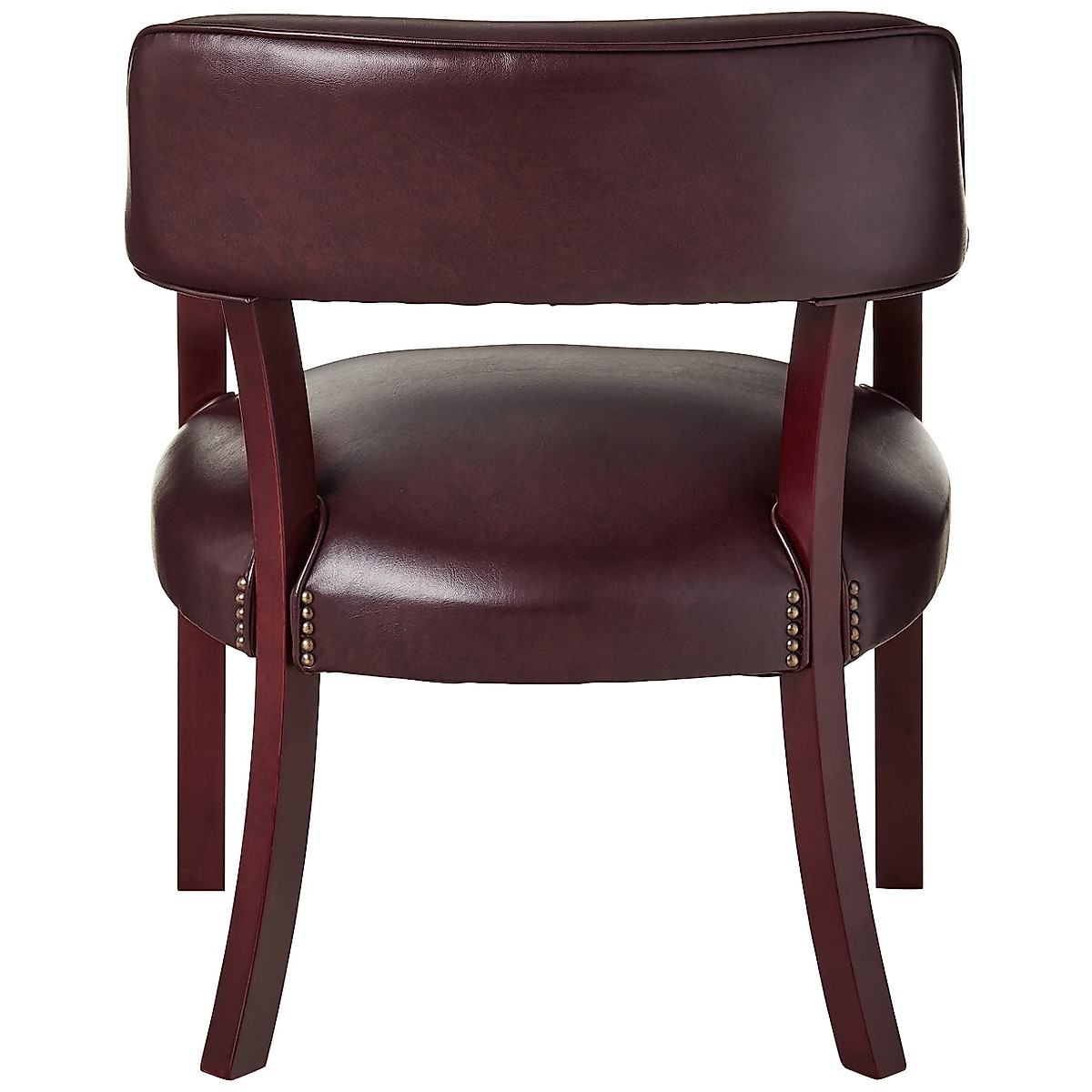 Office Star Padded Vinyl Seat and Back Traditional Guest Chair with Nailhead Accents and Mahogany Finish Wood Frame, Jamestown