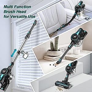 INSE 28Kpa Cordless Vacuum Cleaner, 300W Powerful Stick Vacuum, 8-in-1 Rechargeable Vacuum, 2500m-Ah Battery, 45min Runtime, 1.2L Dustbin, Lightweight Cordless Vacuum for Pet Hair Hard Floor Carpet