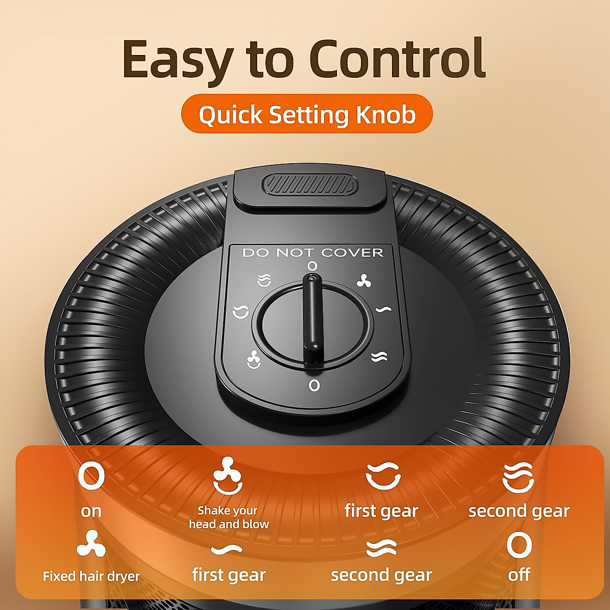 Space Heater, Portable Electric Heater with Knob Control,2 Heat Settings,Overheat and Tilt-Off Protection, 1500W PTC Ceramic Fast Safety Heat for Offices,Bedrooms,Small Spaces,Indoor Use