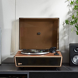 Arkrocket Huygens High Fidelity Bluetooth Record Player with Built-in Speakers Belt Drive Vinyl Turntable with Moving Magnet Cartridge, Bluetooth Input Output and Aux-in (Huygens Walnut)