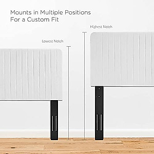 Modway Milenna Channel Tufted Fabric Headboard, Full/Queen, White