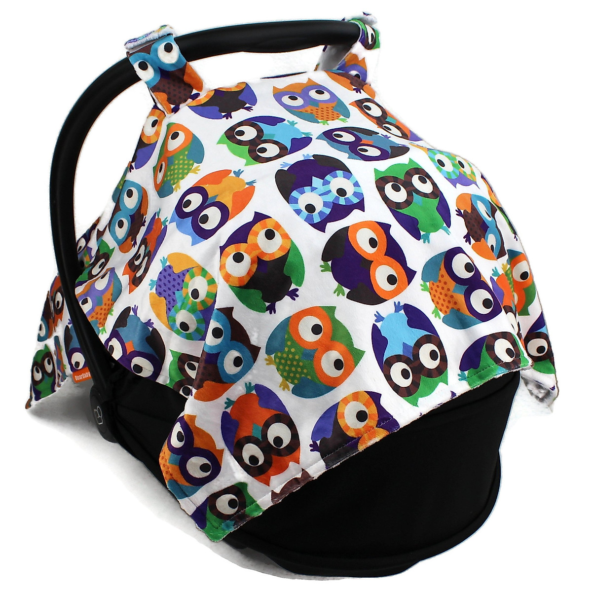 Dear Baby Gear Deluxe Car Seat Canopy, Owls, Multi Color / White Minky Dot