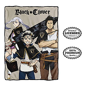 JUST FUNKY Black Clover Blanket, Fleece Throw Bed Blanket, 45 X 60 inches