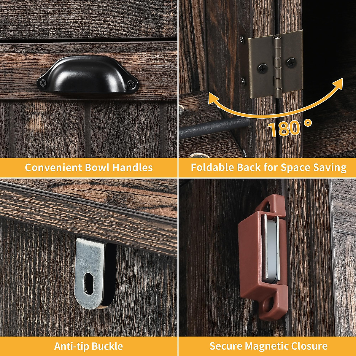 DWVO Farmhouse Sideboard Buffet Cabinet with Storage, 59" Kitchen Pantry Storage Cabinet with 3 Drawers, Coffee Bar for Kitchen Living Room Dining Room, Dark Rustic Oak