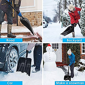 CLISPEED Portable Snow Shovel with D-Grip Handle for Car Truck Camping and Other Outdoor Activities (Black)