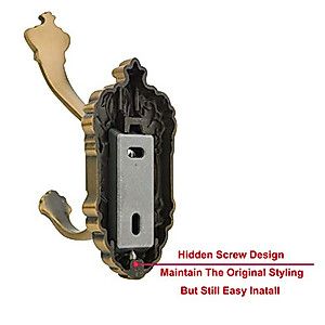 SDH Rustic Coat Hooks - Wall Mounted Towel Hooks - Aluminum Heavy Duty Wall Hooks for Hanging Coats Purse Bags & Clothes in Bathroom & Hallway, Crown Themed Pack of 2 Antique Brass Utility Hooks