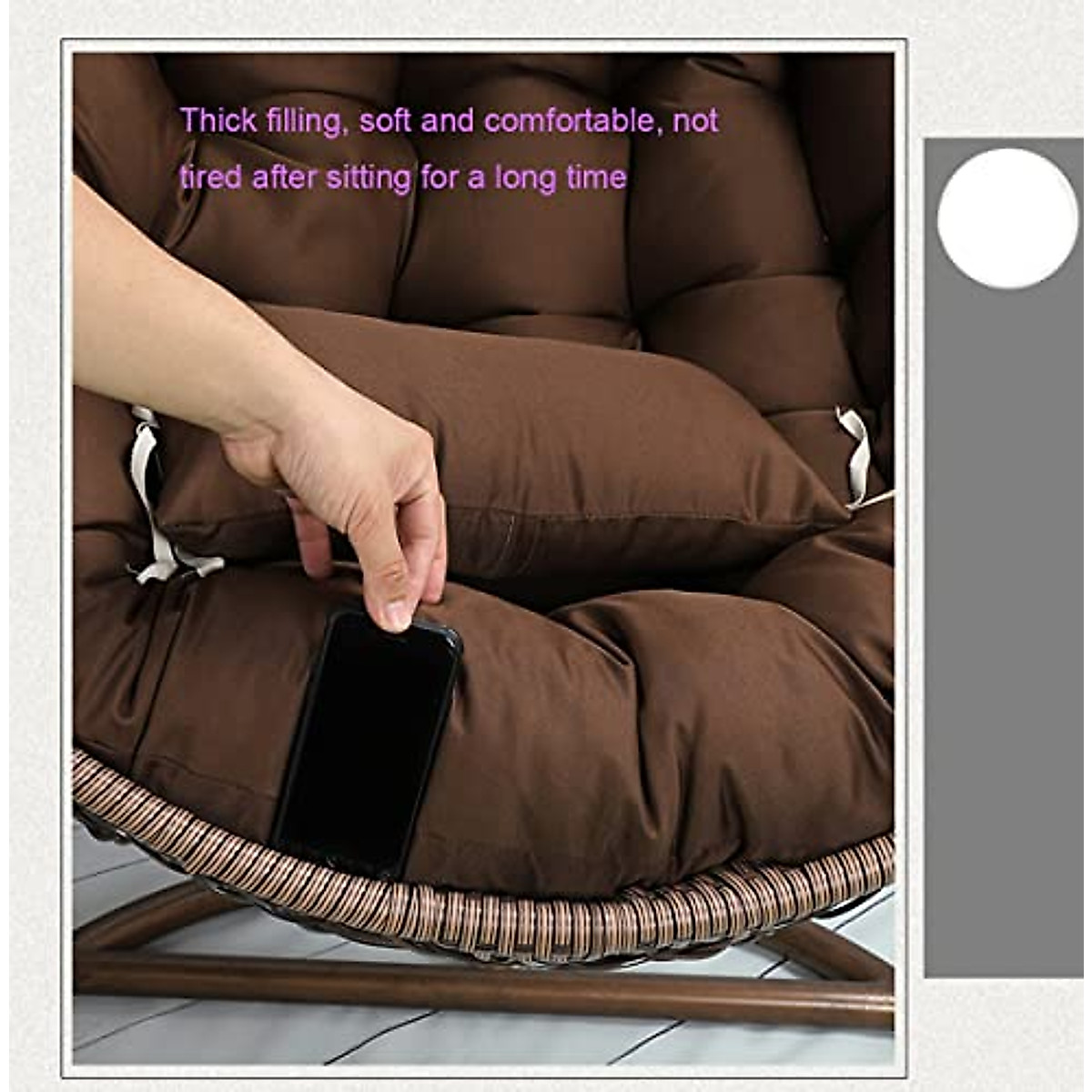 Eoieov Hanging Egg Chair Cushions with Ties,Removable Round Cushions 45"*45"for Hanging Egg Chair,Washable Swing Chair Cushion with Head Pillow,Thicken Patio Egg Chair Cushion,Sky Blue