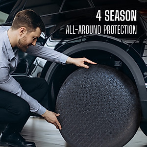 Autotech Park Protective Tire Covers 4 Pack for RVs, Trailers, Campers, SUVs, and Trucks. Oxford Material for Ultimate Protection in All Seasons. Durable Covers for Tires with 27-29 Inches Diameter