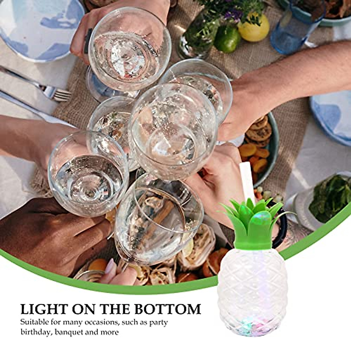 LED Light Up Pineapple Cups:3pcs Pineapple Drink Cups with Straws Luau Party Decorations Hawaiian Luau Tiki and Beach Theme Party Decorations for Kids and Adults