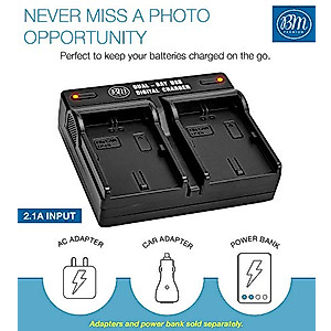 BM Premium 2 Pack of LP-E6NH High Capacity Batteries and Dual Bay Battery Charger for Canon EOS R EOS R5 EOS R6 EOS R6 II EOS R7 EOS 90D EOS 60D EOS 70D EOS 80D EOS 6D II EOS 7D EOS 7D Mark II Cameras