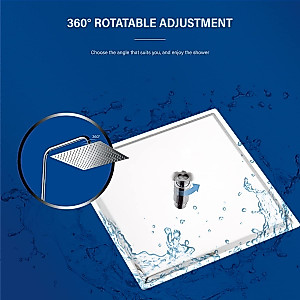 Rain Shower Head,YUNDOOM 12 Inch Shower Head 304 Stainless Steel Large Shower Head, Chrome Mirror Finishing Rainfall Shower Head,High Pressure Shower Heads,Square Shower Head And Water Fall Showerhead