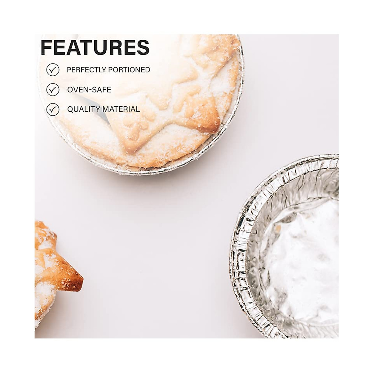 MT Products Aluminum Foil Clamshells - Pack of 50 Mini Pans for Baking Clam Shells - Disposable Pie Tins - Plate for Serving All Types of Clam Pies