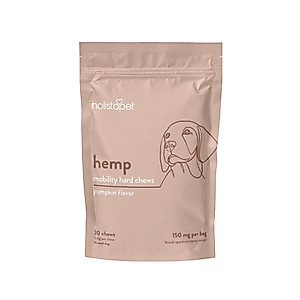 HolistaPet Hemp Mobility Hard Chews, Formulated with Turmeric Root and Boswellia, Maintain Healthy Joint Function, Support Rescue Shelters (30 Chews, 5mg Each, Small Dogs, Pumpkin)