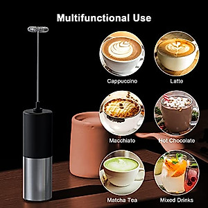 SENZER Milk Frother for Coffee, Handheld Electric Milk Frother Foam Maker Battery Operated Whisk Drink Mixer, Stainless Steel Mini Foamer for Lattes,Cappuccino, Matcha, Hot Chocolate