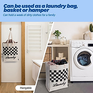 Cotton Laundry Bag XL, AXJ Extra Large Heavy Duty Dirty Clothes Bags, Storage Bag with Fixed Drawstring Mesh, Shoulder Straps and Handles, VOL 80L, 16” x 9.8” x 21” (Creamy-white)