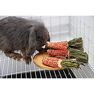 PStarDMoon Natural Guinea Pig Chew Toy, Dried Corn Sticks with Timothy Hay, Molar Toys for Bunnies Rabbits Chinchilla Hamsters Guinea Pigs Gerbils Groundhog Squirrels （5 PCS ）