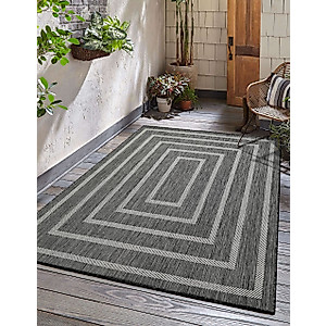 Adiva Rugs Outdoor Indoor Area Rug, Weather Resistant, Easy to Clean, Stain Resistant Floor Mat for Dining Room, Backyard, Deck, Patio (PEBBLE WEISS, 7'10" x 10')