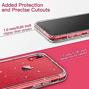 JETech Glitter Case for iPhone XR, 6.1-Inch, Bling Sparkle Shockproof Phone Bumper Cover, Cute Sparkly for Women and Girls (Clear)