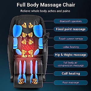 Mazzup Massage Chair, Zero Gravity Shiatsu Massage Chair Full Body and Recliner with Fully Assembled, LCD Screen, Lower Back and Calf Heating, Air Compression, Black, MU-C211