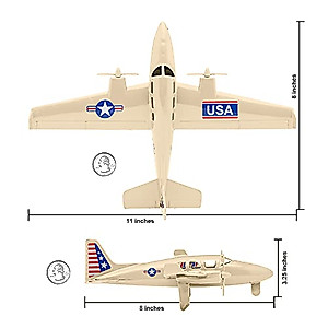TimMee Prop Plane & Fighter Jet Set - Tan, US Made Plastic