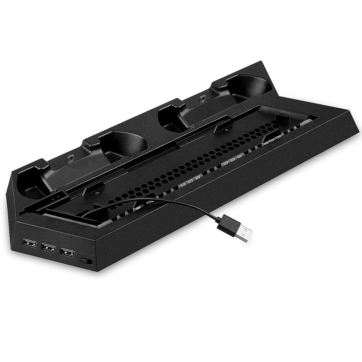 OSTENT Dual Motors Cooling Fan Radiator Charger Station USB Hub Vertical Stand for Sony PS4 / Slim Console