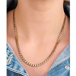 Barzel 18k Gold Plated Diamond Cut Cuban Link Chain Necklace 5MM (24, Diamond Cut CU100)