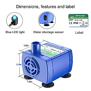 Cat Fountain Pump Replacement, Upgraded Smart Cat Water Fountain Pump for Round and Cubic Cat Fountain, Intelligent Pet Fountain Pump (the adapter is not included)