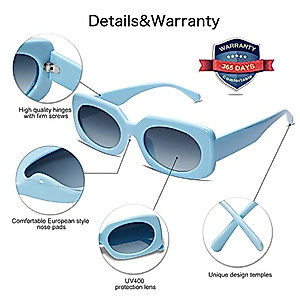 VANLINKER Rectangle Sunglasses for Women Retro Trendy Fashion Glasses Oval Lenses Narrow Thin Square Frame with UV400 Protection VL9624 Sky Blue Frame/Light Blue Lens