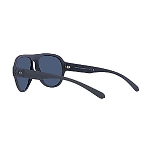 A|X ARMANI EXCHANGE Men's AX4126SU Universal Fit Aviator Sunglasses, Matte Blue/Dark Blue, 58 mm