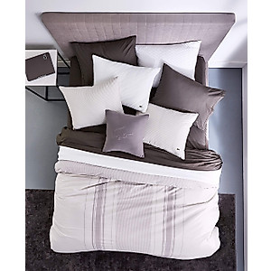 Lacoste Anglet Cotton Reversible Duvet Cover & Sham Set, 104" W x 96" L King, Ivory/White