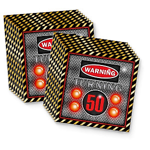 Warning Sign 50th Birthday Party Supplies Set Plates Napkins Cups Tableware Kit for 16