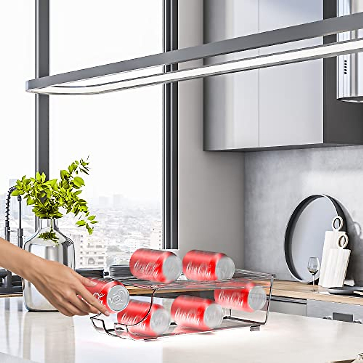 Simple Houseware 2-Pack Front-Loading Beverage Soda Can Organizer Dispenser, Clear