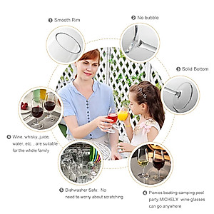 MICHLEY Unbreakable Stemmed Wine Glasses, 100% Tritan Plastic Snifter Glasses, BPA-free & Dishwasher Safe, Small Size 7.8 oz,Set of 2