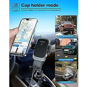[Upgraded] TOPGO Cup Holder Phone Mount Wireless Charger,Universal Cell Phone Holder Car Charger Wireless-Charger-Cup-Phone-Holder Fast Charging for iPhone11/11 Pro/11 Pro Max, Samsung Galaxy Black