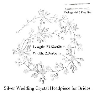 Unicra Flower Bride Wedding Hair Vine Crystal Bridal Headbands Flower Girls Headpiece Pearl Hair Accessories for Women and Girls (Silver)