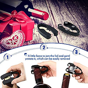 4 Pieces Magnetic Wine Foil Cutters Wine Bottle Opening Accessories Black Wine Foil Removes ABS Wine Foil Cutters for Outdoor Indoor Parties Daily Application