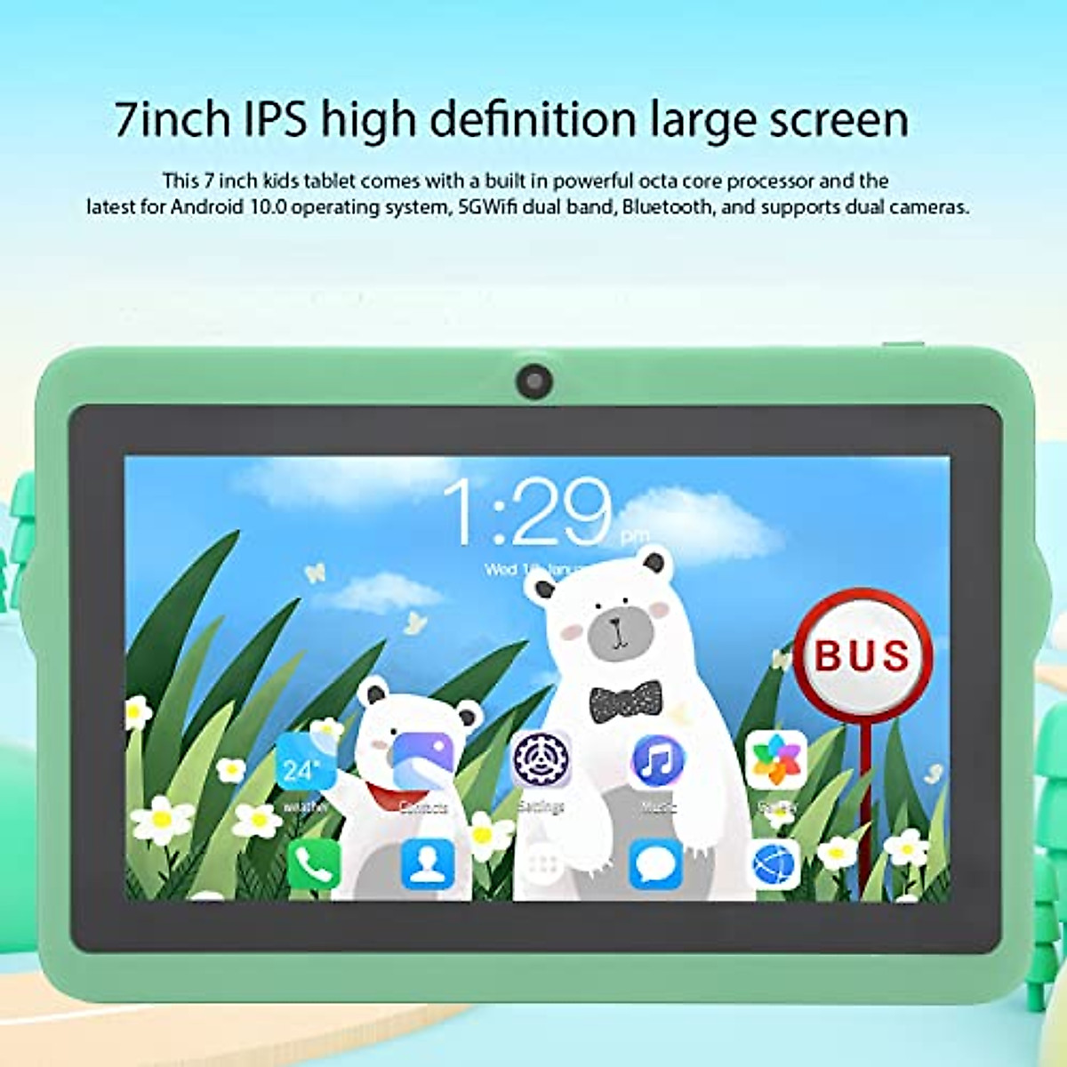 Toddler Tablet, Kids Tablet 2GB 32GB for Android10 8 Cores CPU 100240V 5G WiFi Dual Band for Home (US Plug)