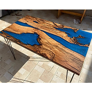 Epoxy Table, Wood Epoxy Plain Edge Wooden Table, Epoxy Resin River Table, Natural Wood,Dining Table, Natural Epoxy Table, Resin Table