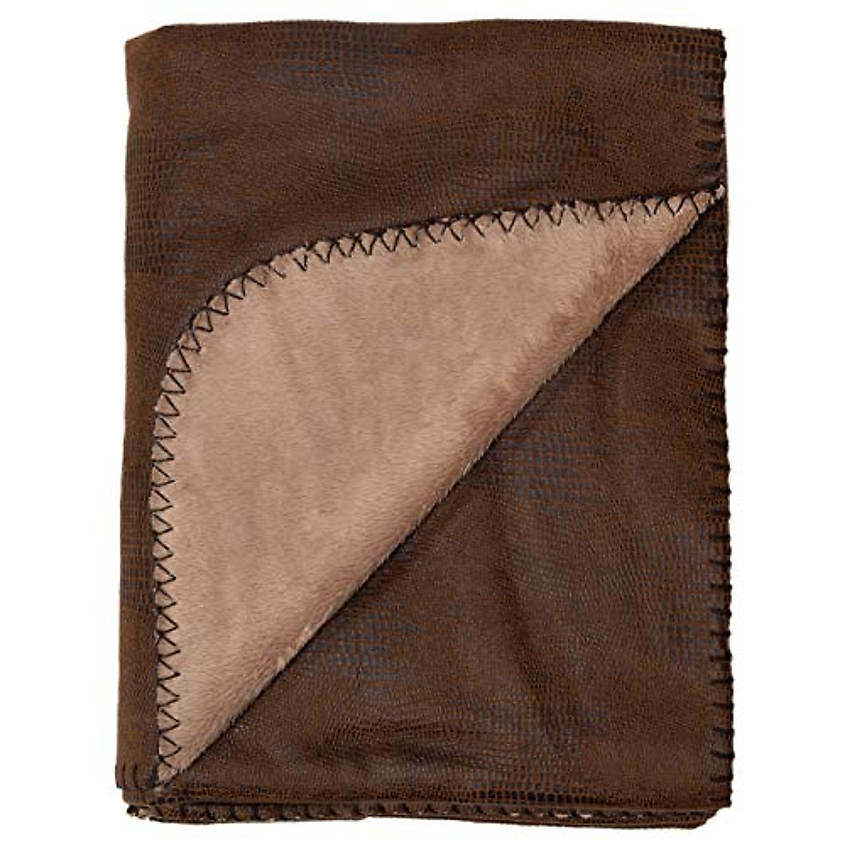 Carstens, INC Wyoming Faux Leather Throw Blanket, One Size, Brown