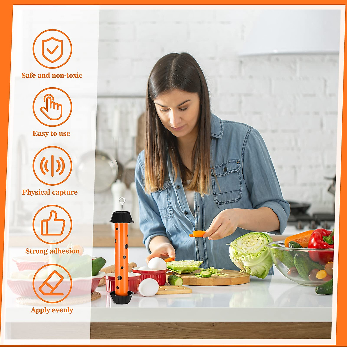 Qualirey Fruit Fly Traps for Indoors Hanging Fly Traps Outdoor Sticky Gnat Traps for House Indoor Gnats Killer Indoor Trap Tubes Disposable Fly Stick for Mosquito Flying Insect Bug Control (6 Pcs)