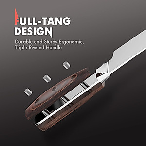 Enfmay Knife Set, 8 Pieces High Carbon Kitchen Knife Set with Block, Stainless Steel Chef Knife Set with Sharpener, Full Tang, Classical style