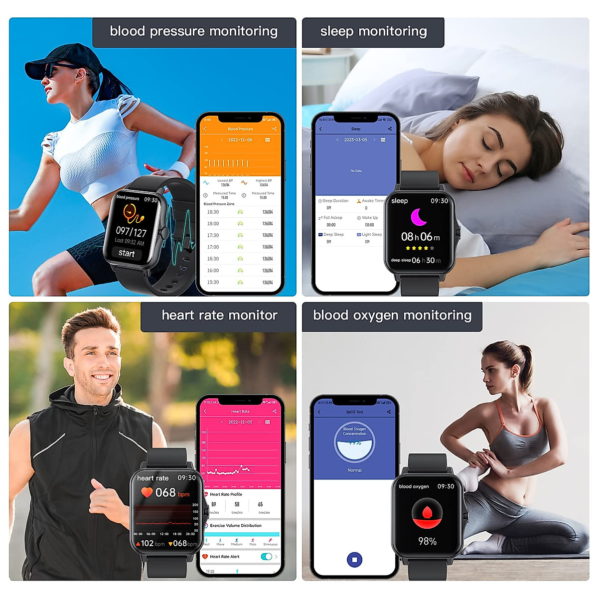 ANDFZ Smart Watch(Receive & Dial), 2023 Newest 1.85" TFT HD Full Touch Screen, Smart Watch for Men Women, SmartWatchs with Health Tracker/Fitness Tracker/Call/Text/AI Voice Assistant