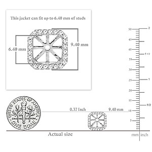 0.26 Carat (ctw) Round White Diamond Removable Jackets For Stud Earrings 1/4 CT, 14K White Gold