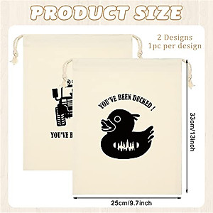 2 Pcs You've Been Ducked Bag Drawstring Backpack Bags Drawstring Gift Bag Reusable Rubber Duck Drawstring Bag Canvas Storage Bags Gift Wrap Bags Party Favor Bags for Duck Enthusiast, 13 x 10.23 Inch