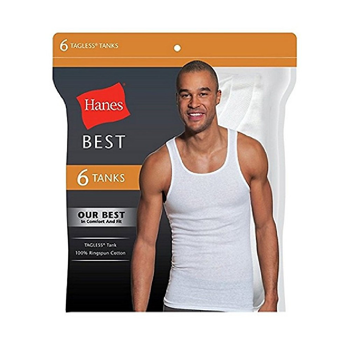 Hanes Best Tagless Ring Spun Cotton Tank Tagless A-Shirts 6-Pack (Large (42-44"), Black & Gray)